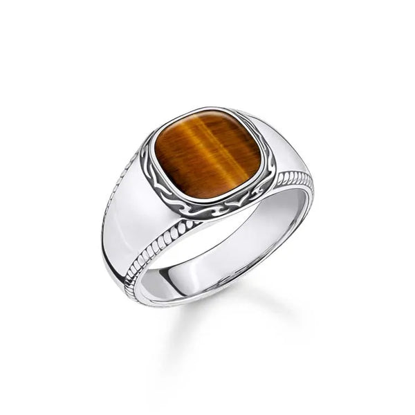 Thomas Sabo Rebel Tigers Eye Textured Signet Ring